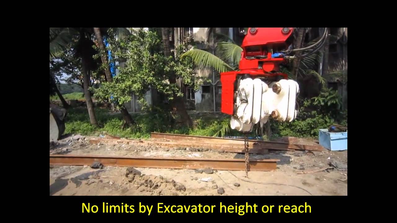 Excavator Vibro Hammer Side Grip Piling .wmv - YouTube