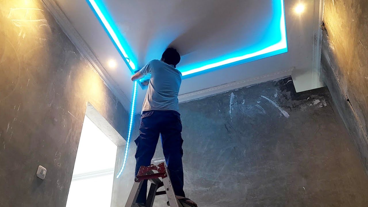 CARA PASANG LAMPU LED STRIP DROP CEILING - YouTube
