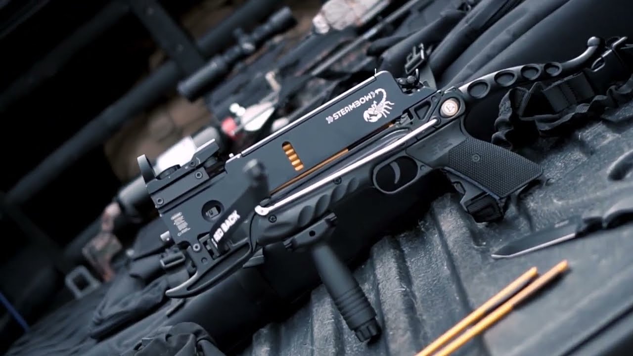 Steambow AR 6 Stinger Tactical Repeating Crossbow - YouTube