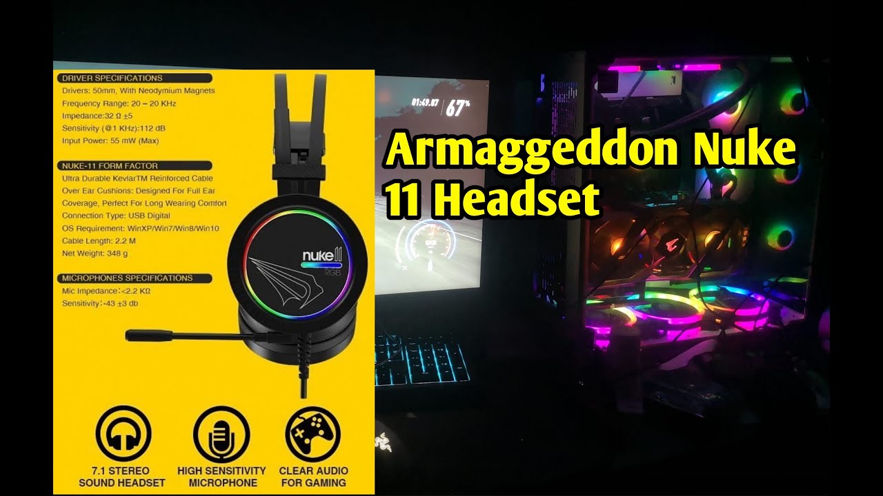 ARMAGGEDDON NUKE 11 HEADSET 7 1 GAMING HEADSET WITH RGB LIGHTS - YouTube