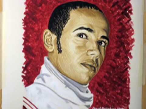 LEWIS HAMILTON painted in used motor oil, by David Macaluso 3-08-2009 ...