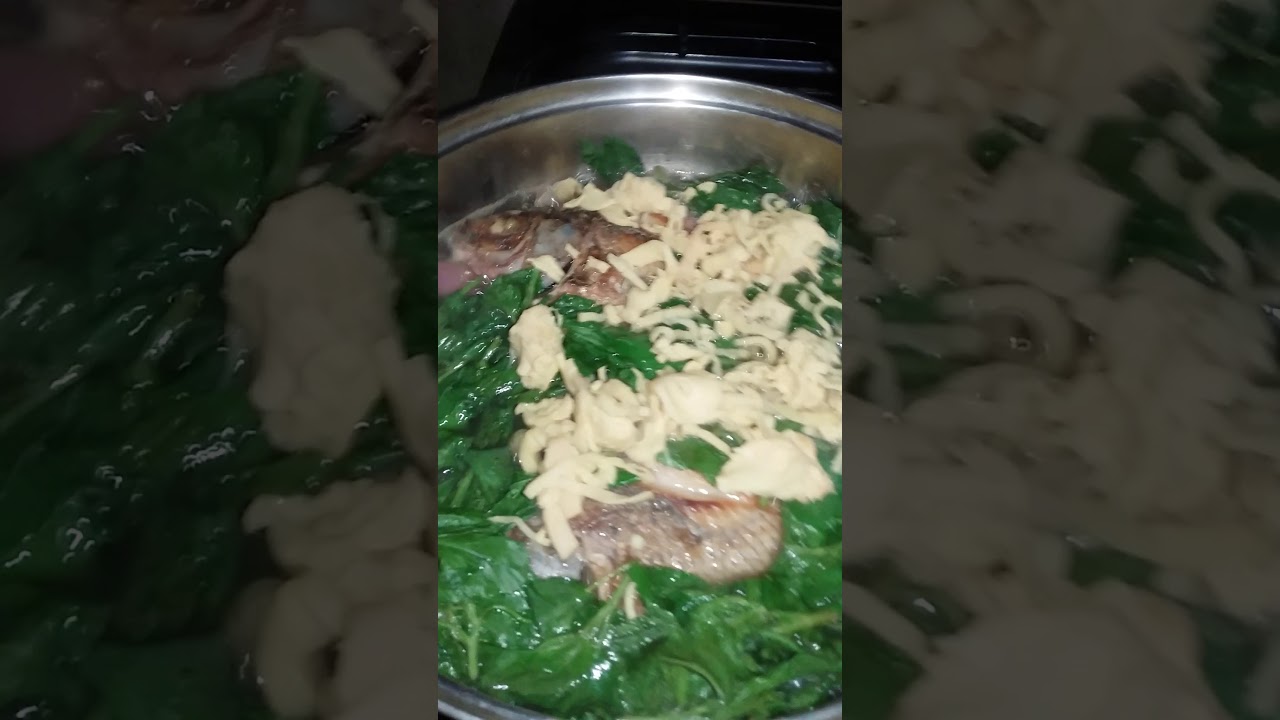 Inabraw na saluyot at labong n may pritong tilapia,para sa pananghalian ...