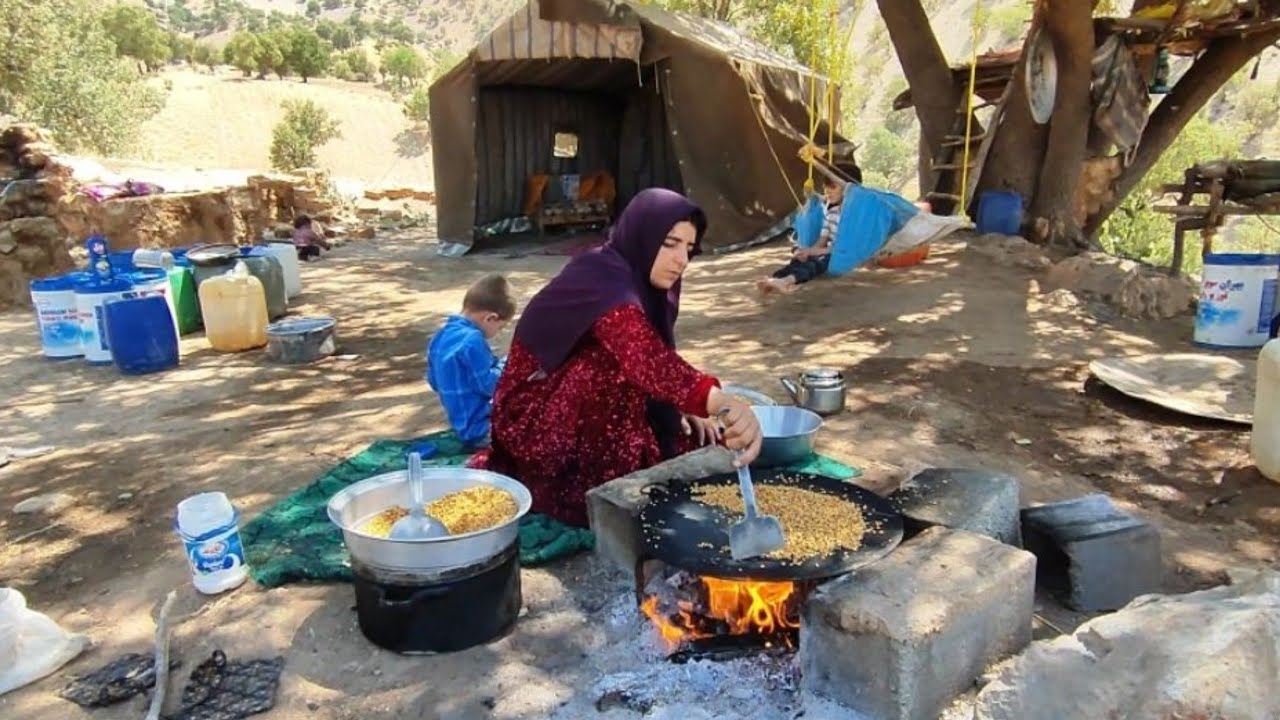 A documentary about a nomadic woman cooking local food with only three ...