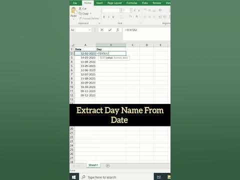 How to Extract day name from date in excel | easy steps - YouTube