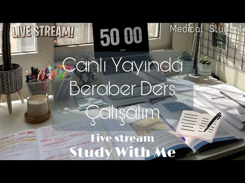STUDY WITH ME LIVE 4 hours | Canlı Yayında 4 saat Ders Çalışalım📚 60x4 Pomodoro | #studywithgizem