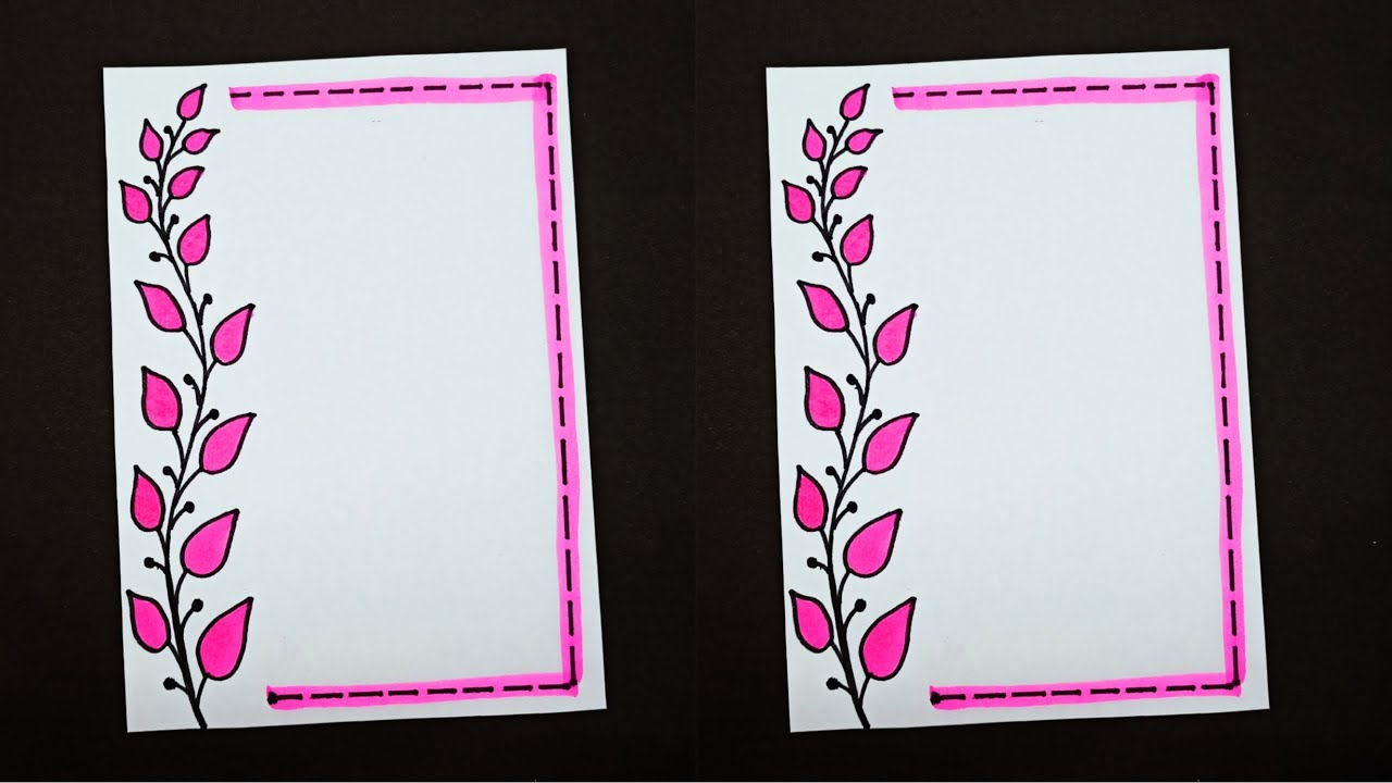 New and easy pink border design for copy | Front page decoration for ...