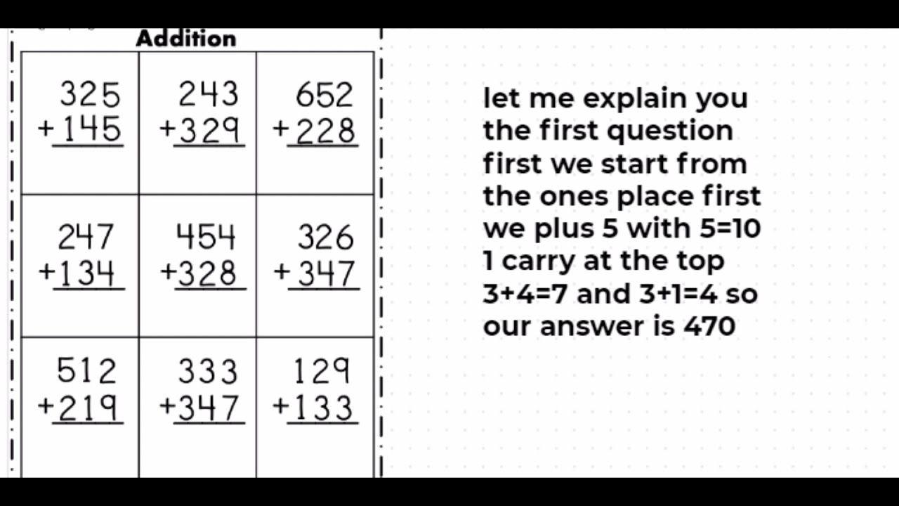 How To Do 3 Digit Addition For Kids YouTube How To Do 3 Digit Addition For Kids YouTube