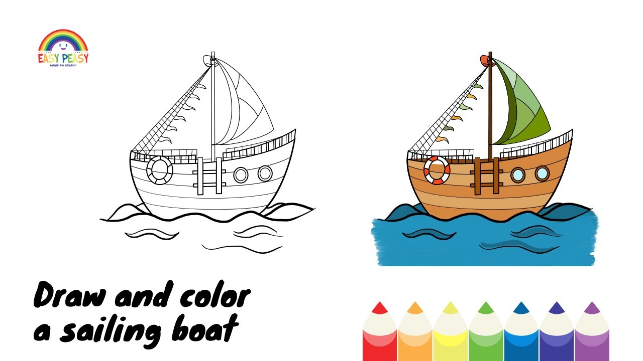 How to Draw a Boat - Easy sailing boat draw - Drawing for beginners ...
