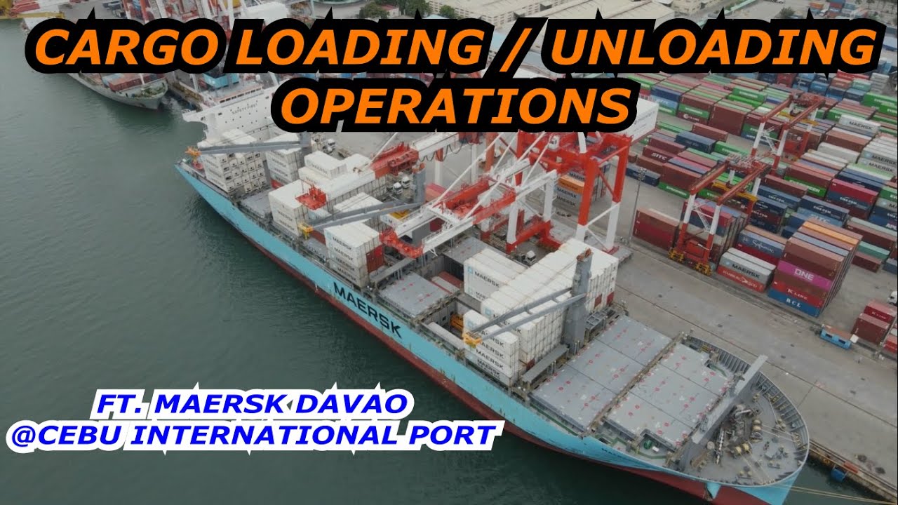 Container Cargo Ship Loading / Unloading Operation | Maersk Davao ...