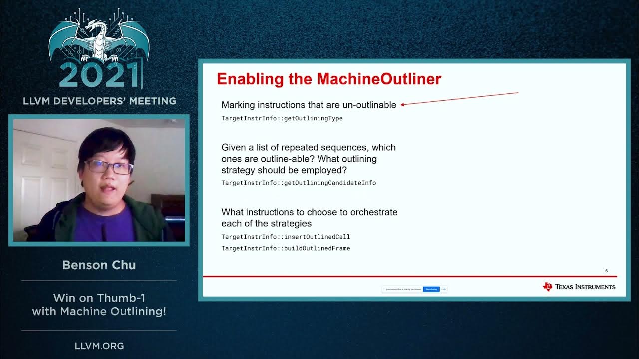 2021 LLVM Dev Mtg “Win on Thumb-1 code size with Machine Outlining” - YouTube