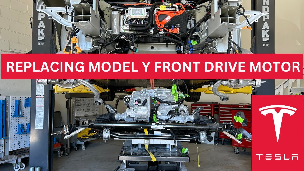 Replacing a Tesla Model Y Drive Motor and Front Cradle! - YouTube