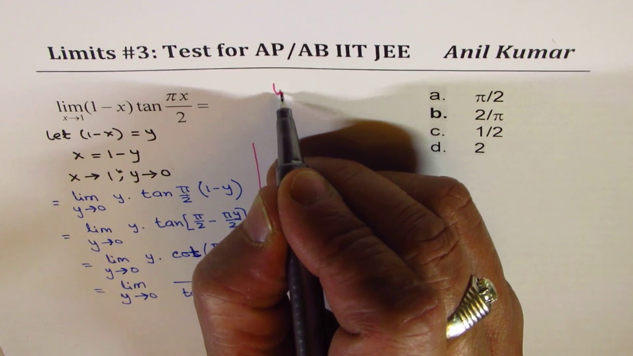 Limit 1 X Tan pi X 2 IIT JEE Test YouTube