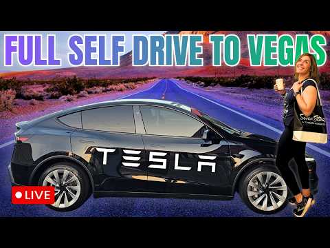 🔴LIVE: Tesla Model Y with a Starlink Mini Roam | 95% FSD | LA to Vegas | Desert Supercharging