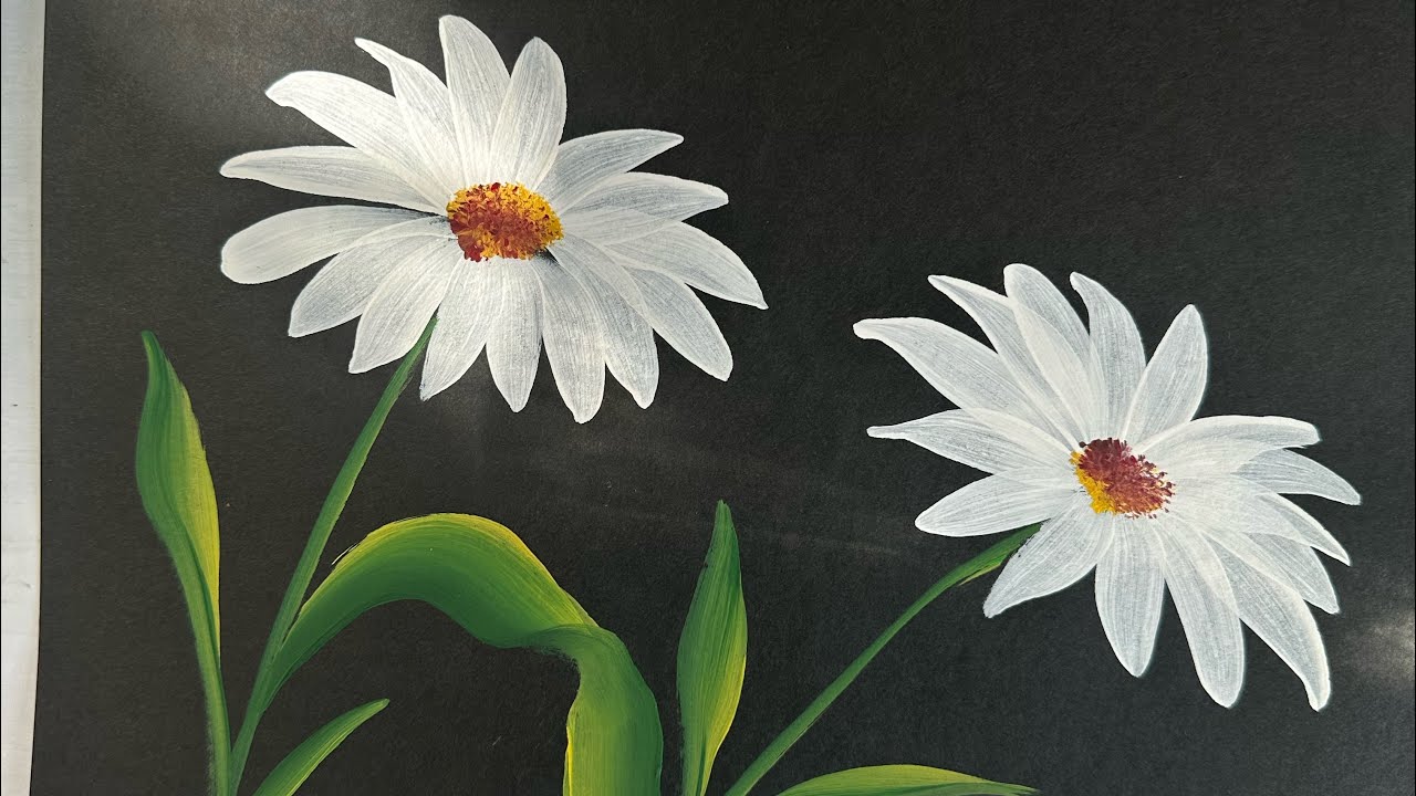 Two large daisies |painting flower painting | Varsha Fine Art - YouTube