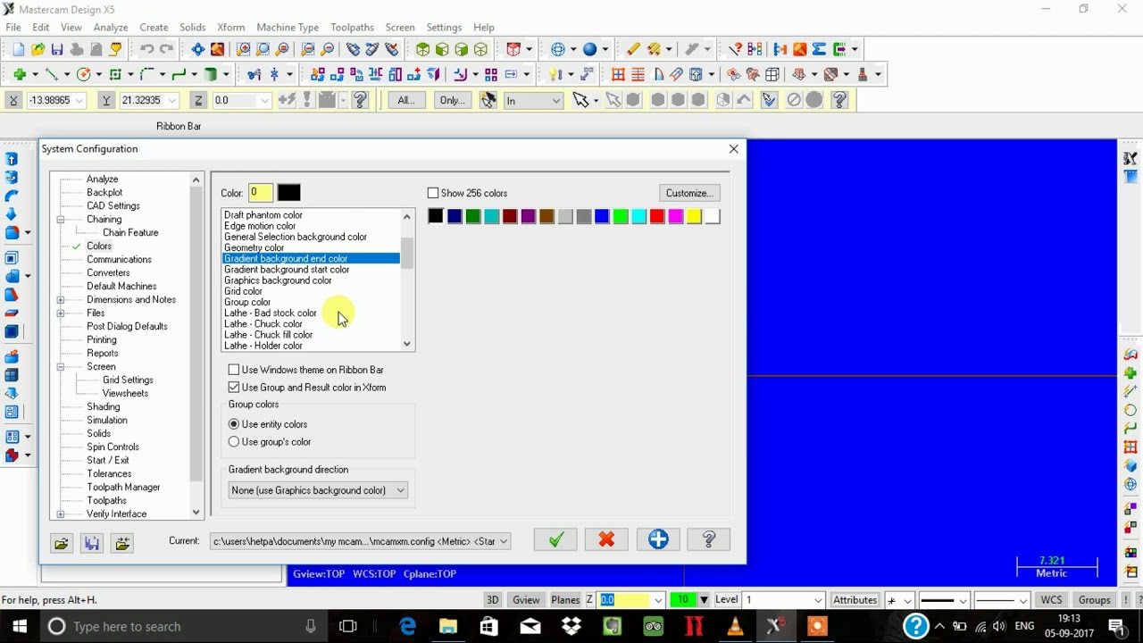 How to change background colour in MasterCAM X5 - YouTube