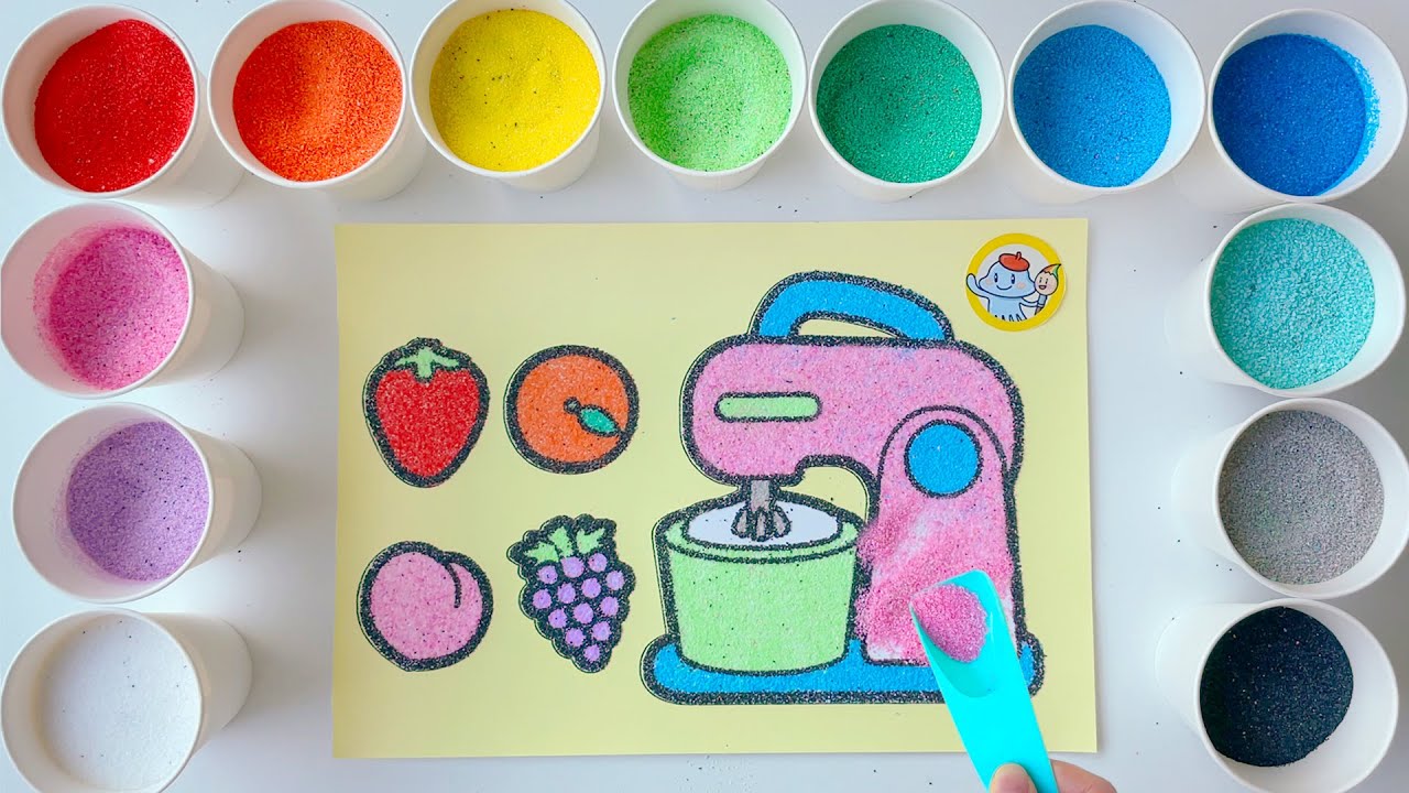 Sand painting a Stand mixer, Various Fruits for Kids and Toddlers, How ...