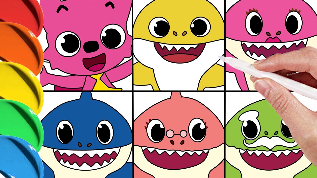 How To Draw pinkfong Baby Shark - easy drawing, coloring Pages - YouTube