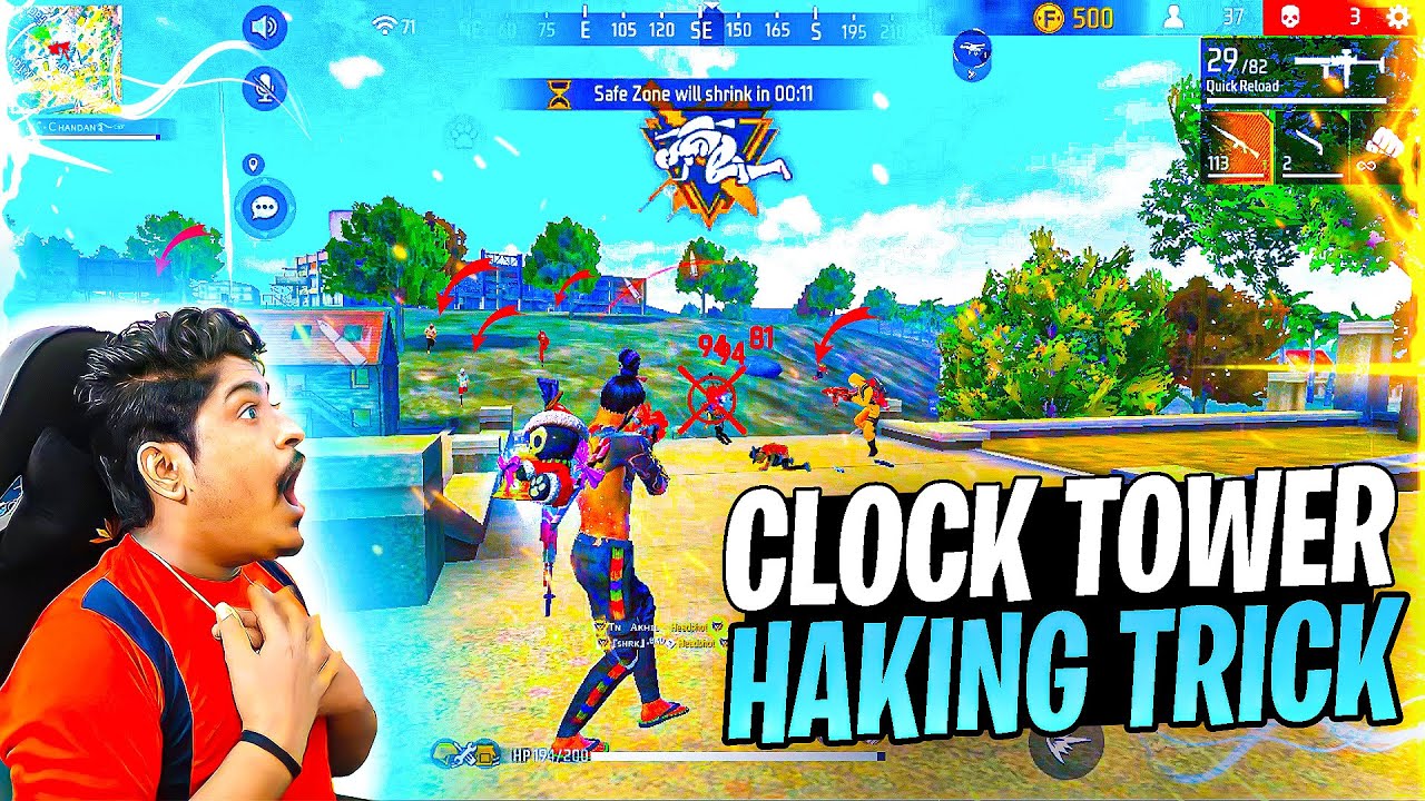 New Trick At Clock Tower Haking Free Fire game | Burmuda | Garena Free ...