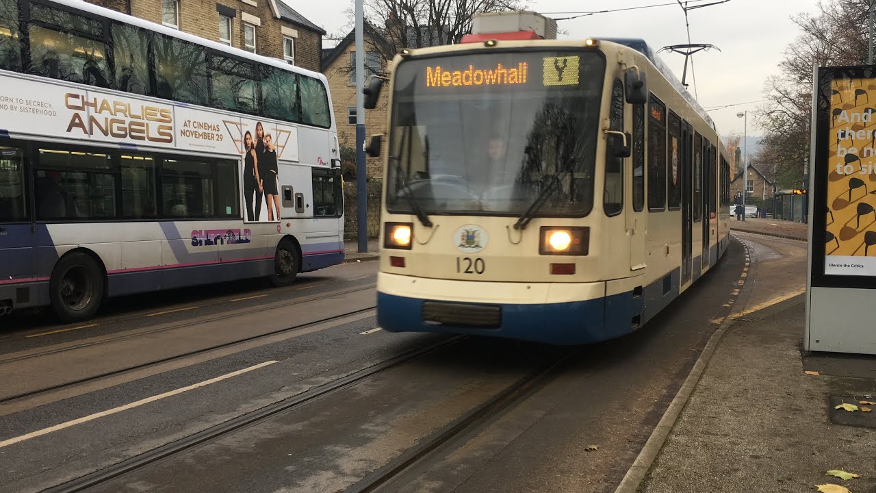 Sheffield Supertram 120 departs Leppings Lane with a Middlewood to ...