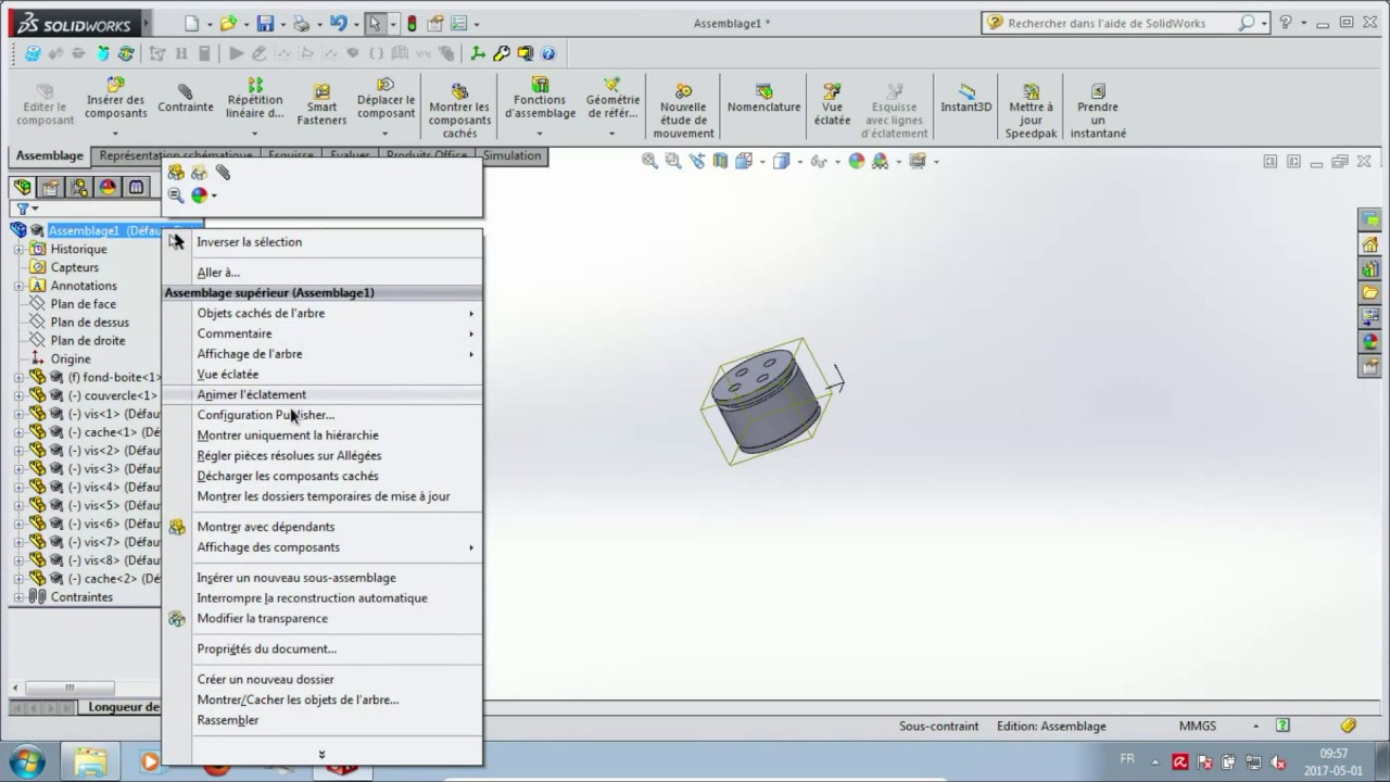 Tutoriel pour réaliser une vue éclatée (simple), Solidworks, Sciences de l'ingénieur - YouTube