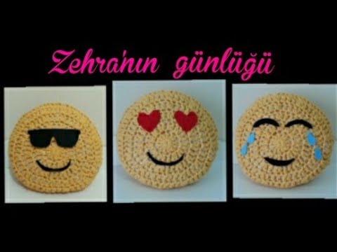 Penye ipten emoji yastık yapımı- Ev dekorasyonu, DIY