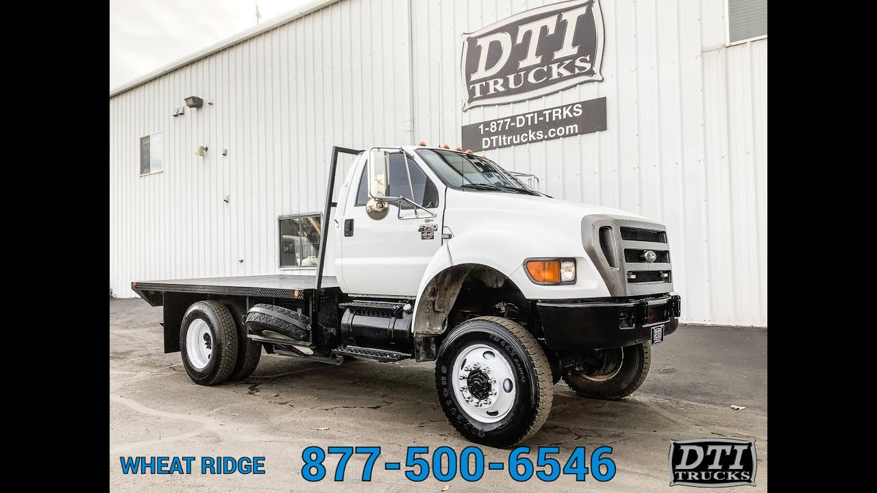 2007 Ford F750 12' Flatbed Truck, Diesel, Auto, 4X4 - YouTube