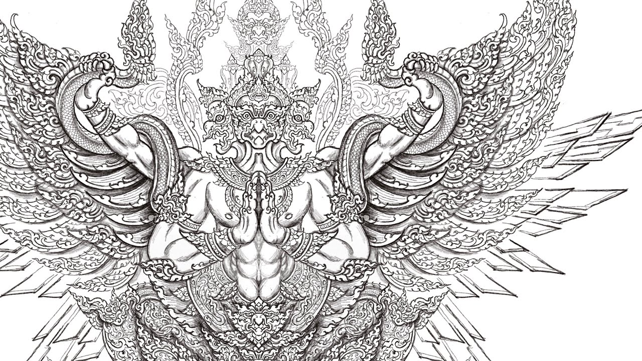 Drawing Thai pattern Garuda 🍀🍀🍀@purdartist - YouTube