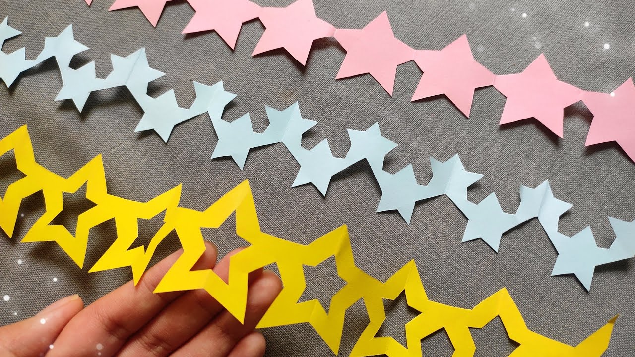 ⭐ Star Paper Chain Border Designs | Paper Star Chain making | Border ...