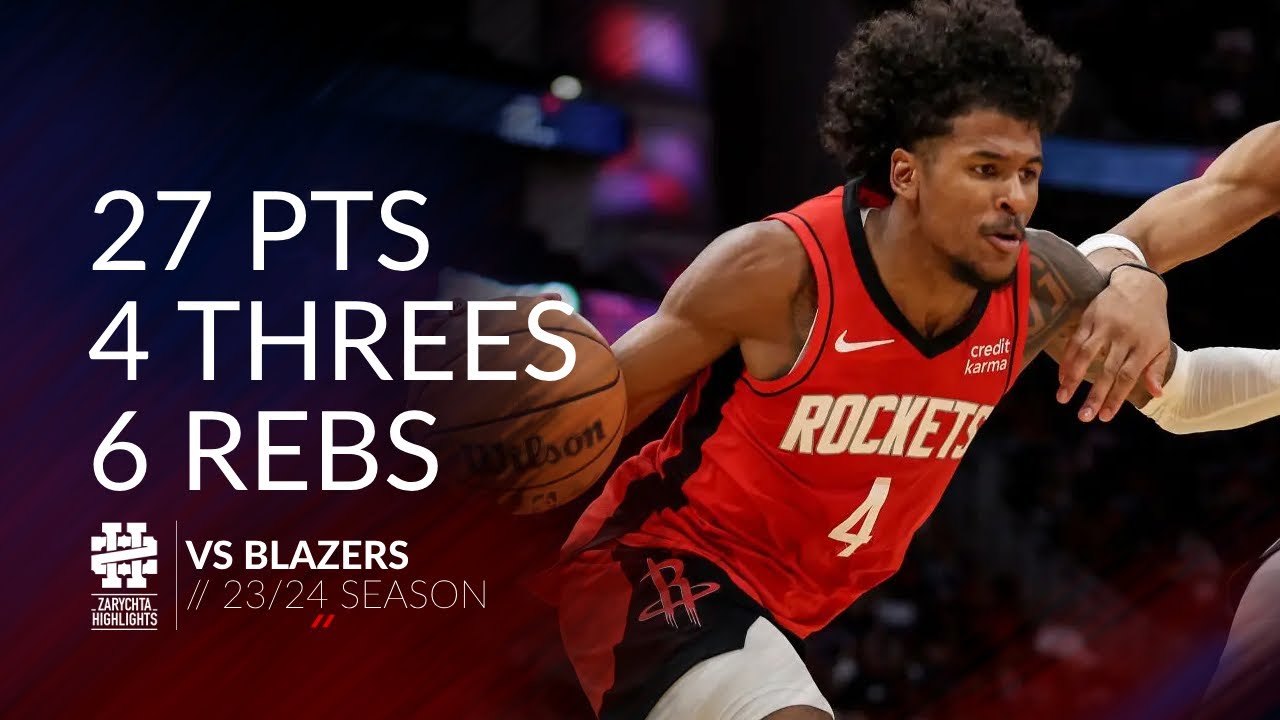 Jalen Green 27 pts 4 threes 6 rebs vs Blazers 23/24 season - YouTube