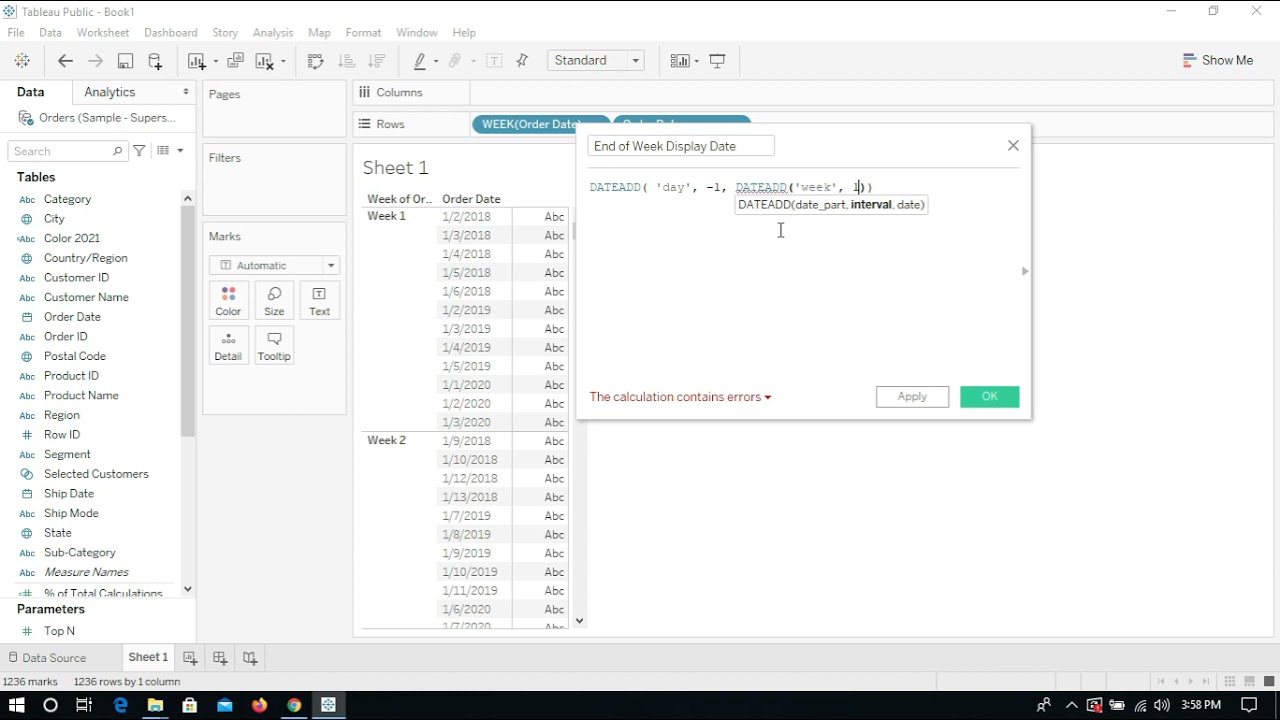 30 How to show week labels as the last day of the week in Tableau ...