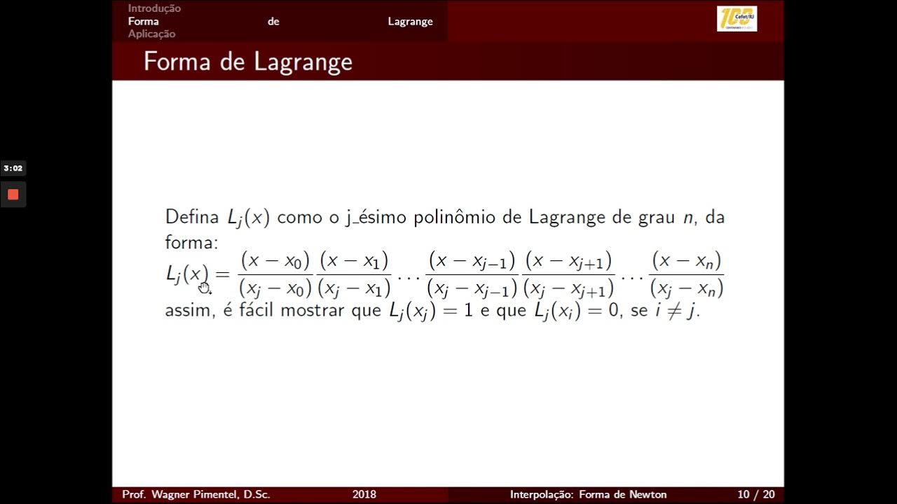 Aplicação de Forma de Lagrange para Interpolação - YouTube