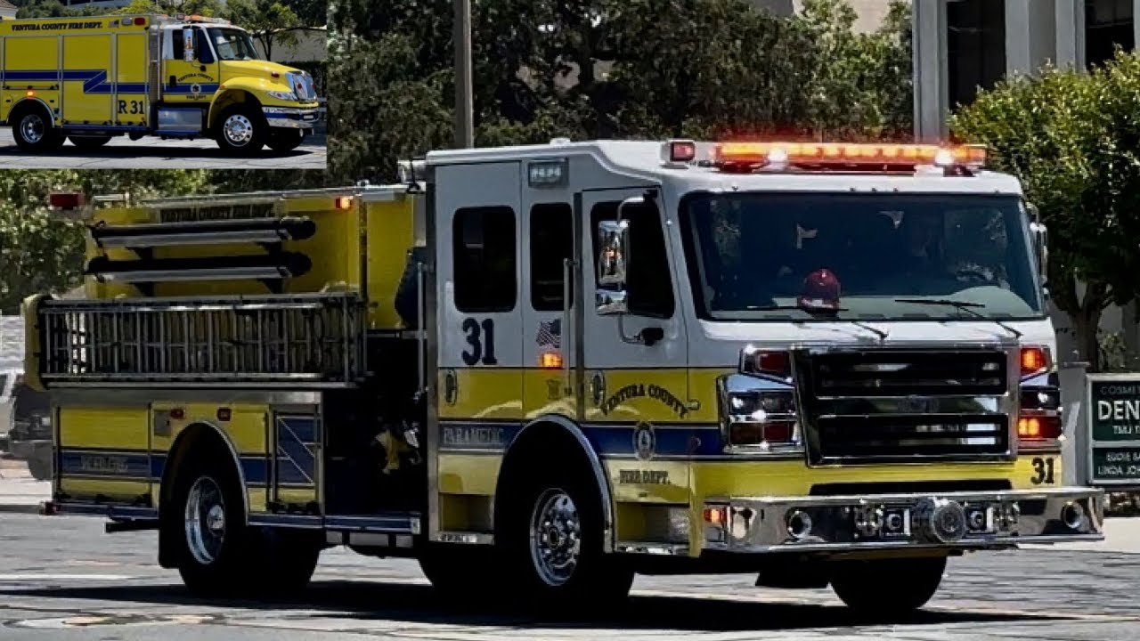 Ventura County Fire Dept. Medic Rescue Engine 31 Responding - YouTube