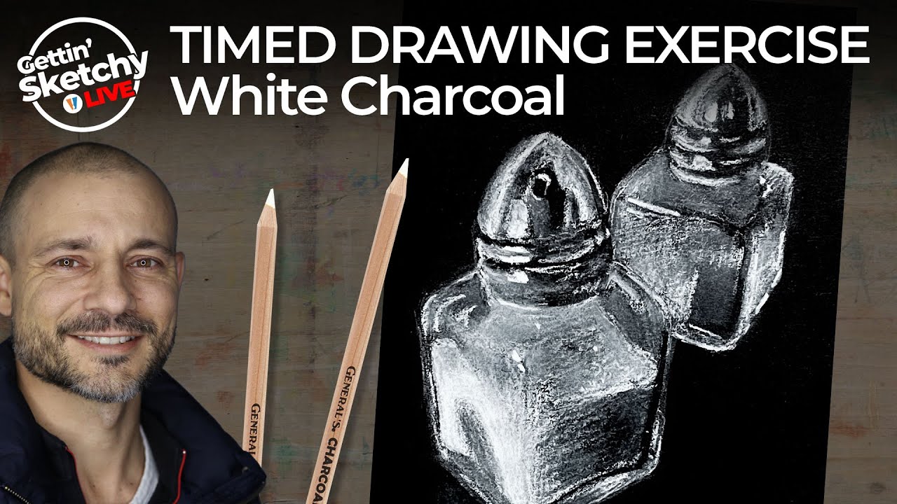 Sketching Salt and Pepper Shakers with White Charcoal on Black Paper ...