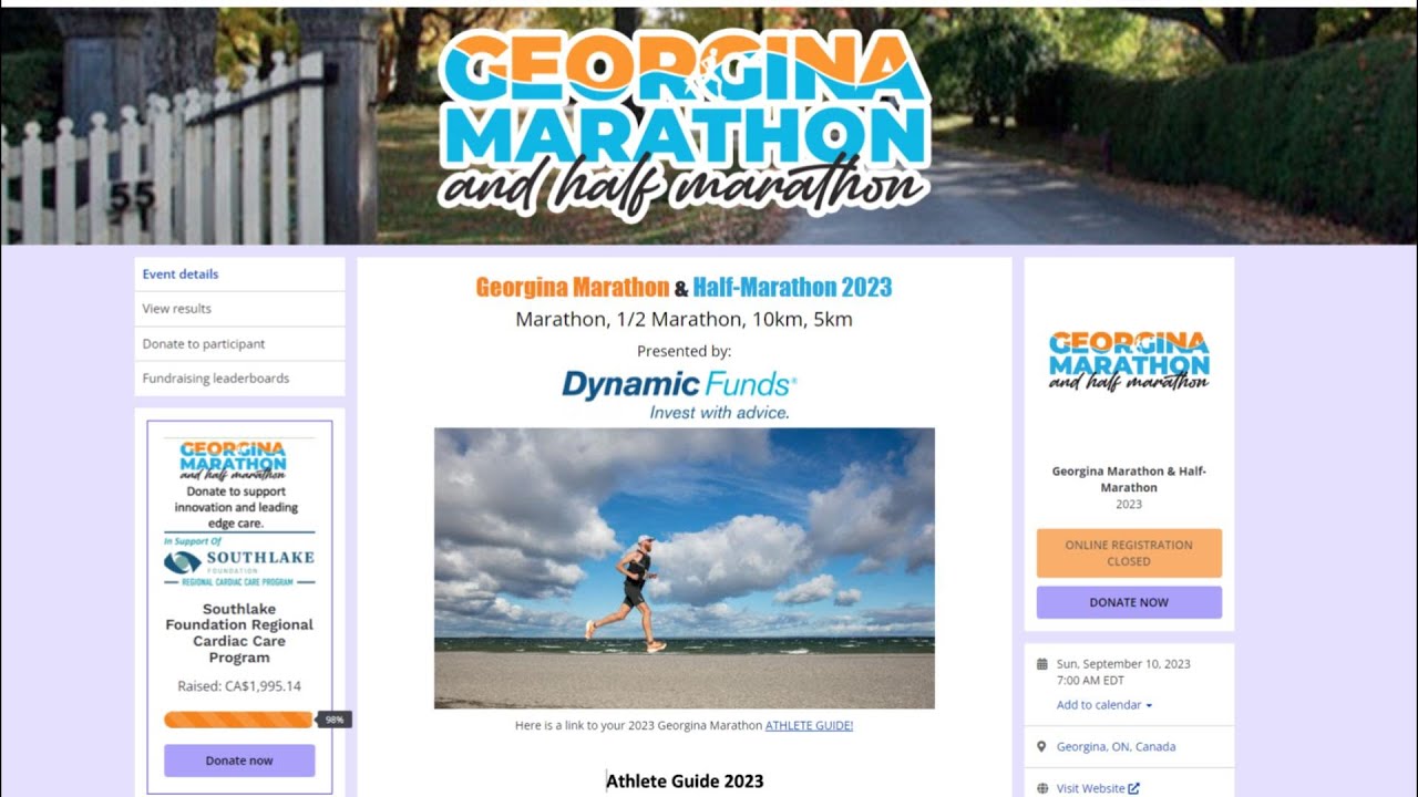 Georgina Half Marathon Full Course - 1:40 Pacer - YouTube