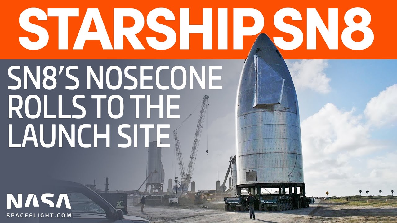 SpaceX Boca Chica - SN8 Nosecone and Tankzilla Moved to Launch Site ...