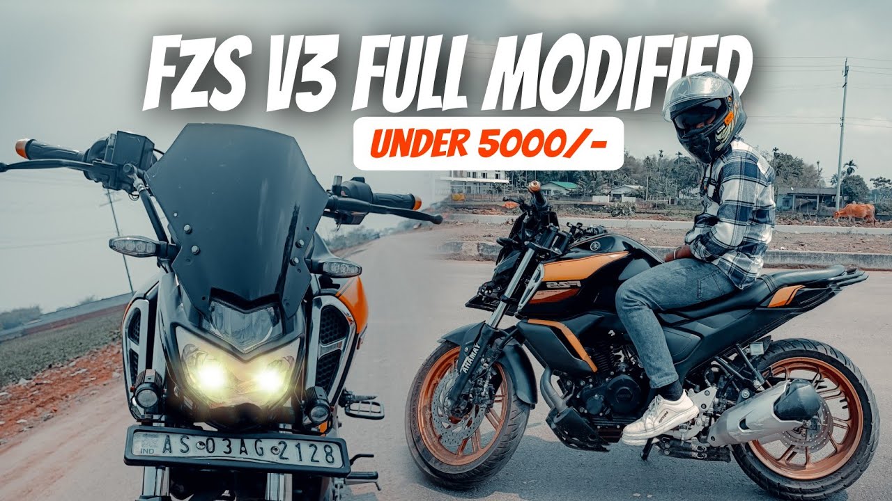 YAMAHA FZS V3/ V4 FULLY MODIFIED| All Accessories, Windshield,Tail Tidy ...