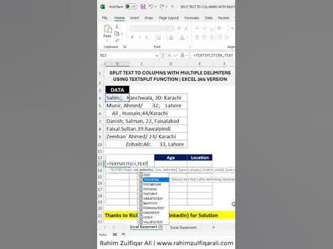 Split Text To Columns With Multiple Delimiters Using TEXTSPLIT Function | #Excel 365 #shorts ...