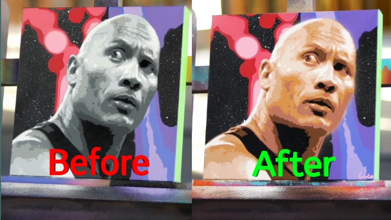 (The Rock) Dwayne Johnson Stencil spray painting #painting #artist ...