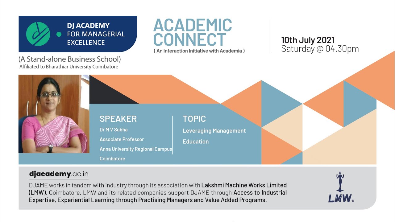 Academic Connect, Dr M V Subha, Associate Professor, Anna University ...