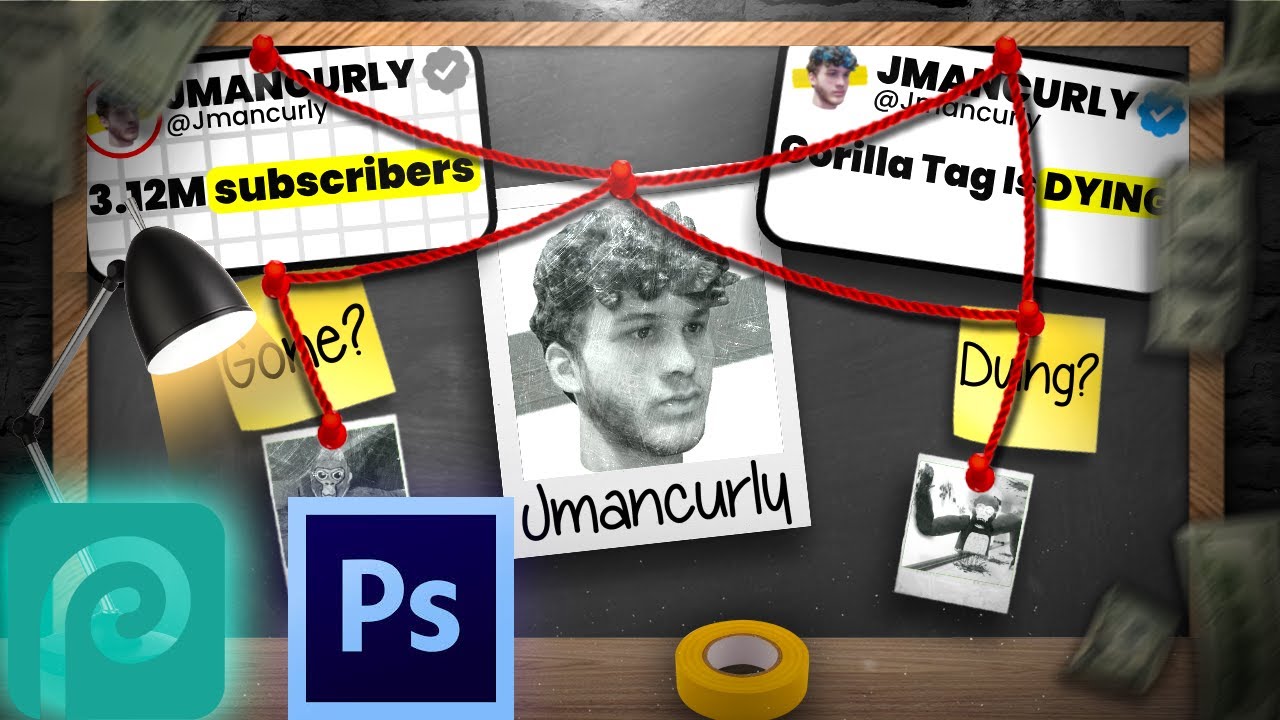 How to make a Detective Board Thumbnail In PHOTOPEA! - YouTube