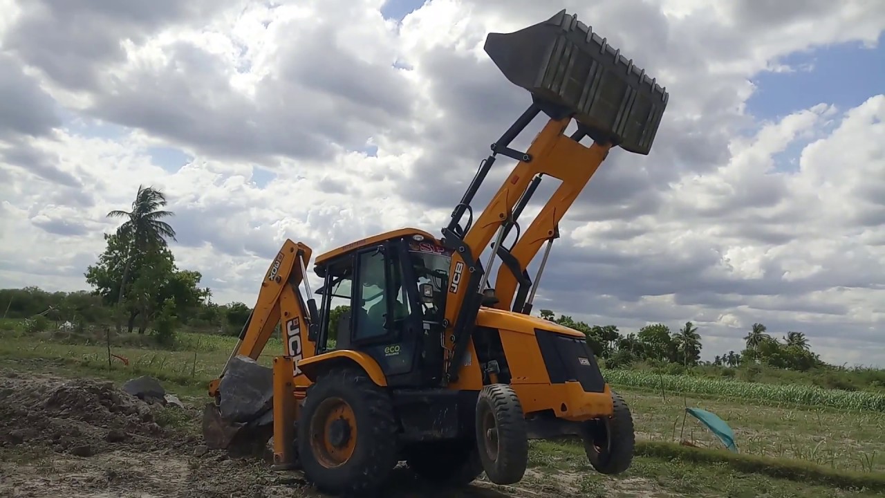 JCB Backhoe is lifting a single stone with large tons - YouTube