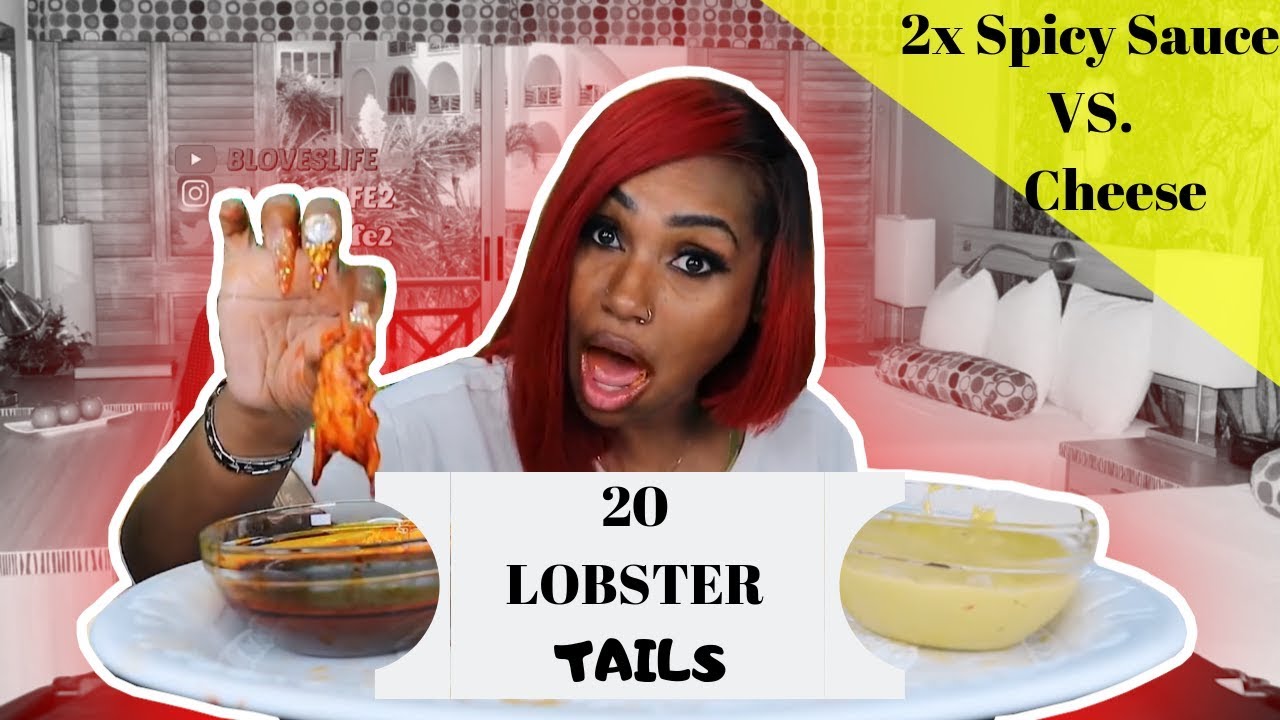 BLOVESLIFE 20 LOBSTER TAILS Cheese VS 2x Spicy Sauce - YouTube