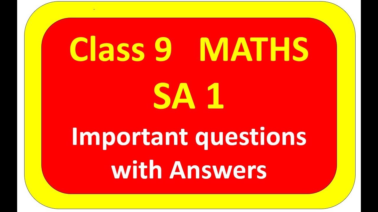 9th class maths sa1 important questions 2023 . sa1 maths question paper ...