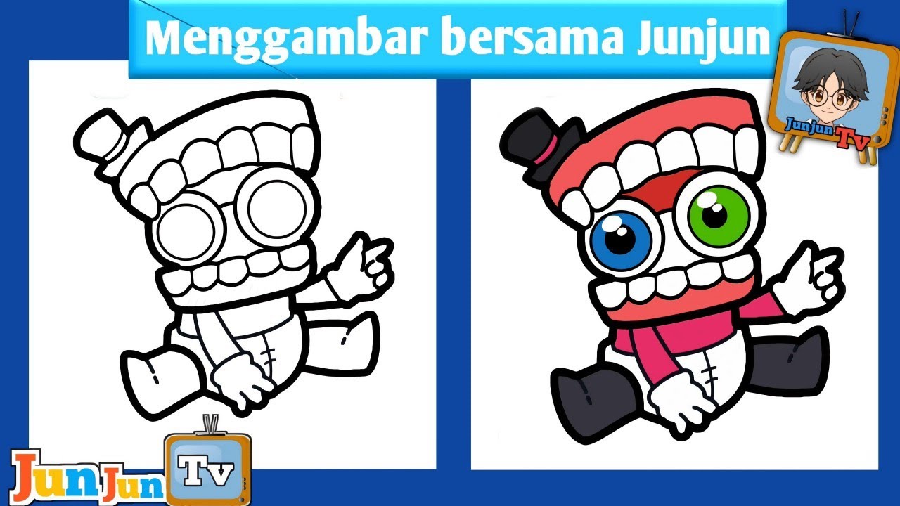 Menggambar Monster Gigi - menggambar bersama Junjun - Junjun TV pelajaran menggambar untuk anak ...