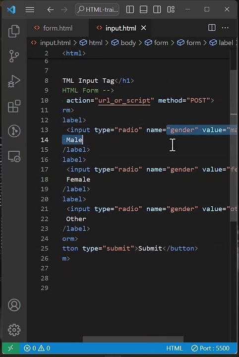 Html Input Radio Button In Tamil Html Htmlintamil Html5tutorial Html5 Htmlcode Tutorial