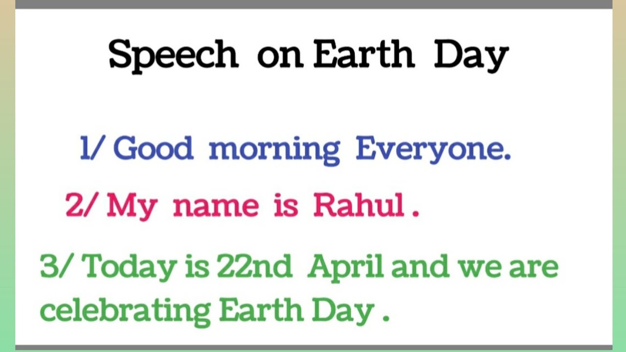 10 lines Speech on Earth Day 2023//Earth Day Speech in English //Speech ...