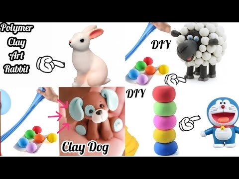 How to make animals with clay/Clay art rabbit/make a rabbit toy with ...