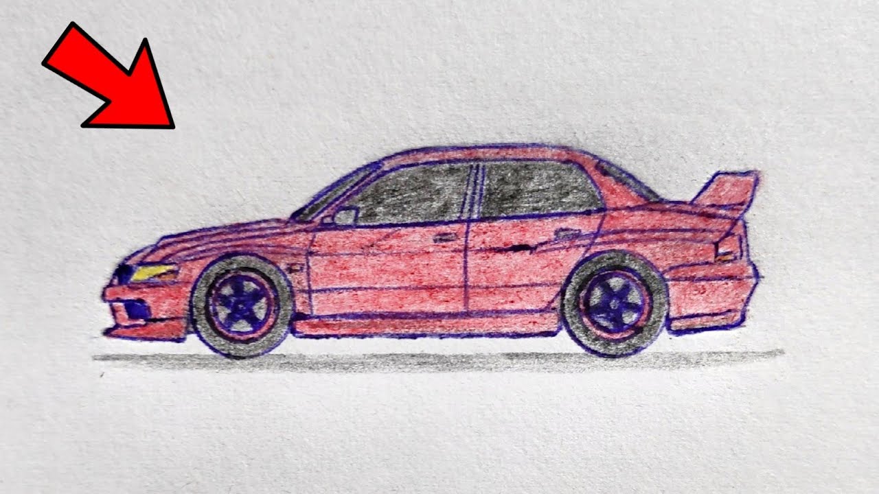 I DRAW a MITSUBISHI EVOLUTION 8 CAR - YouTube