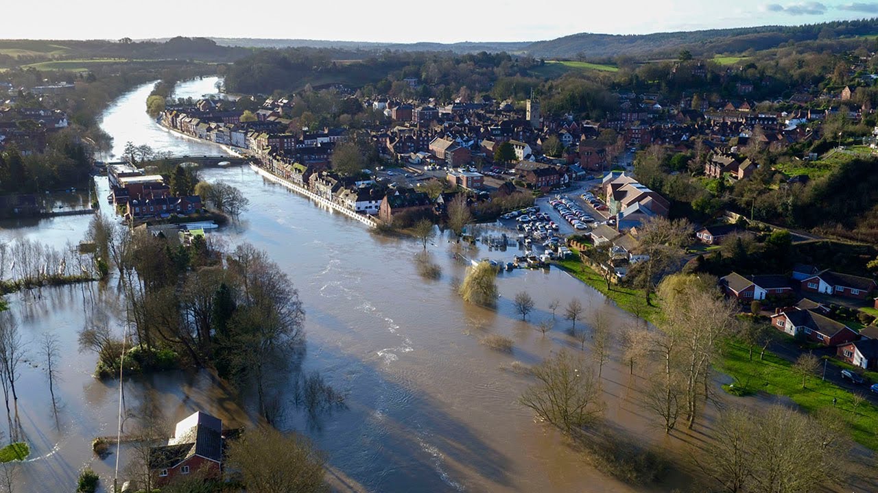 Aerials show extent of flooding as flood warning means there's a risk ...