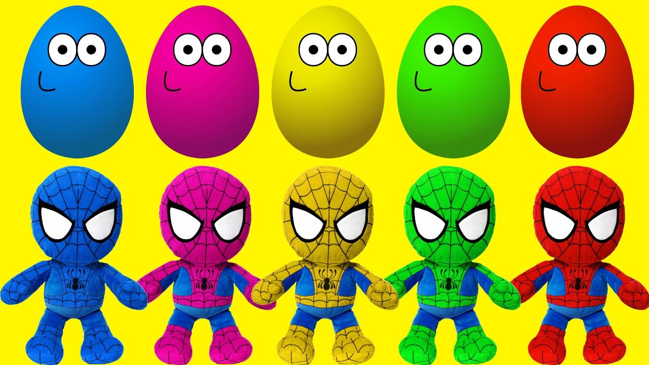 POU Surprise Eggs Opening Masha Spiderman Finger Family Colors Learn ...
